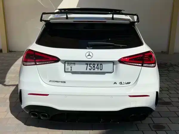 Rent Mercedes A Class A45 AMG S (Pearl White), 2021 in Dubai - Turboplus